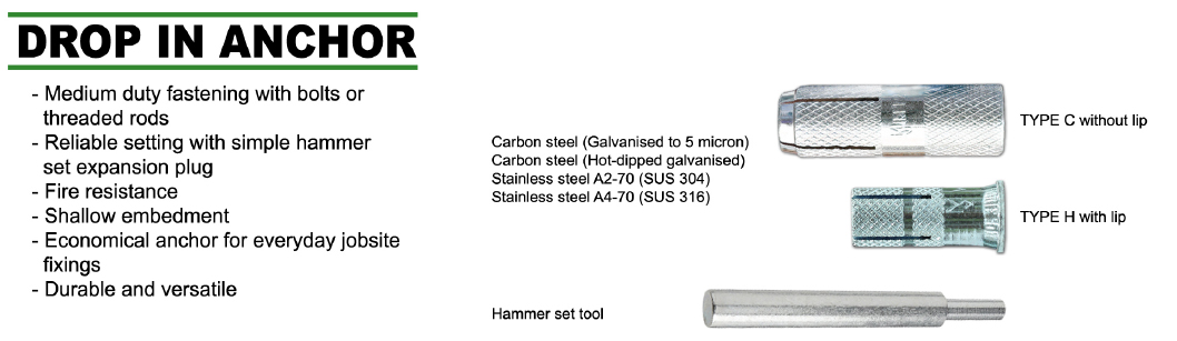 MASON Drop In Anchor - Fasten Enterprises– Construction Fastening Solutions